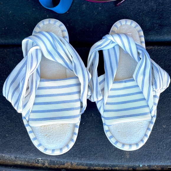 Kooba | Shoes | Kooba Womens White Blue Striped Wrap Slippers Large 89 | Poshmark